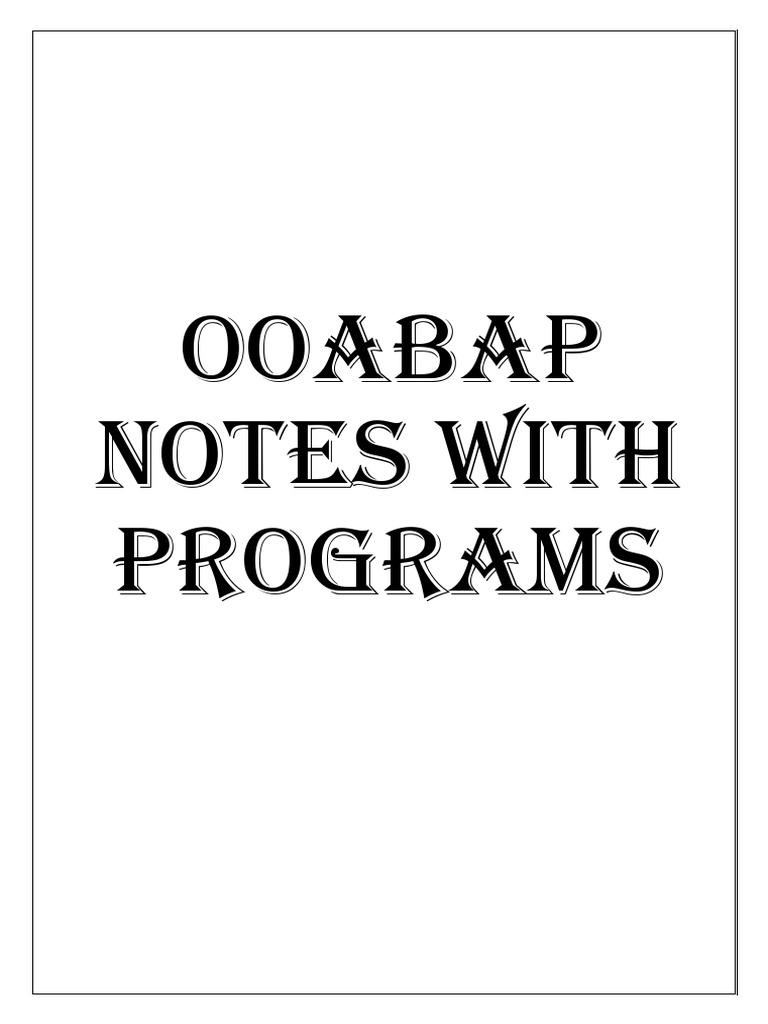 Ooabap Notes With Programs Pdf Class Computer Programming Constructor Object Oriented 5327