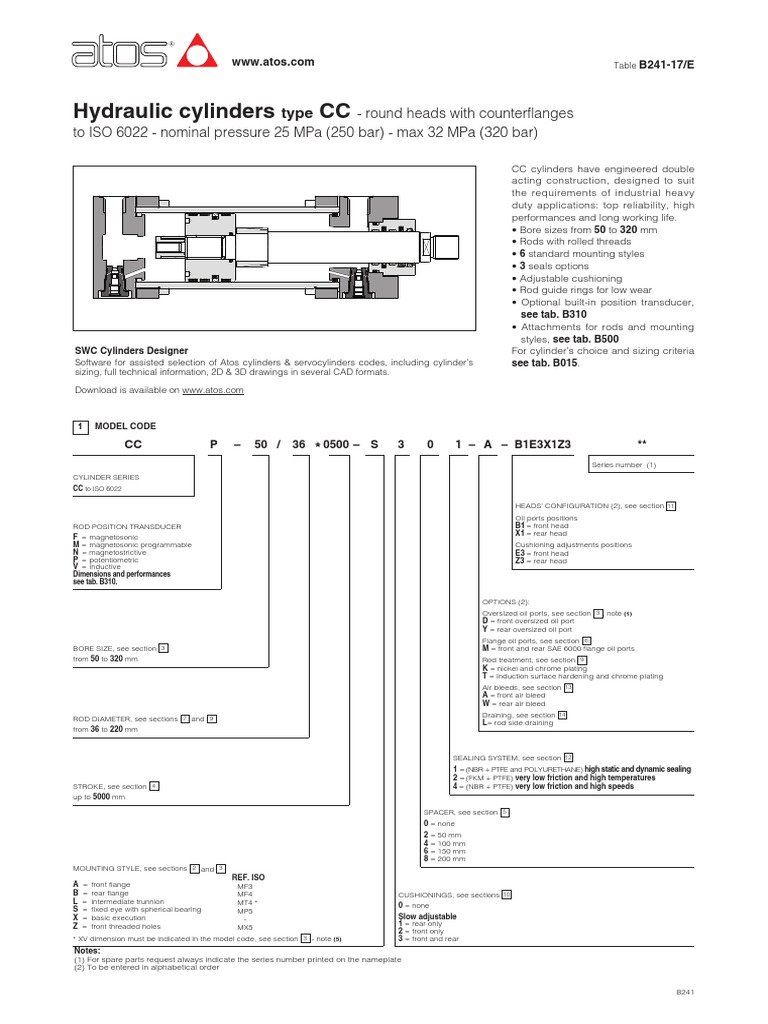 Atos Cylinder Catalogue | PDF | Piston | Materials Science