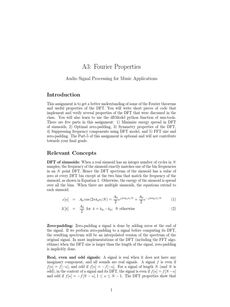 Fourier Properties DFT Spectrum | PDF | Discrete Fourier Transform | Spectral Density
