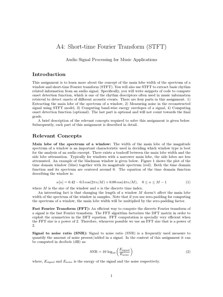 A4: Short-Time Fourier Transform (STFT) : Audio Signal Processing For ...