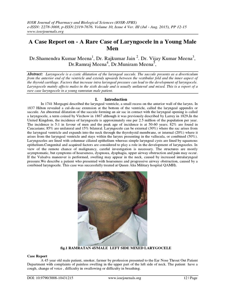 Laryngocele: A Rare Case Report | PDF | Larynx | Human Head And Neck