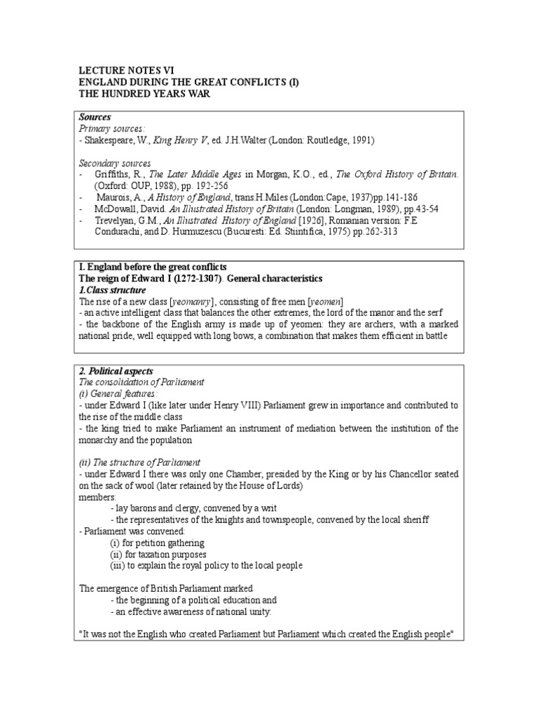 L 5 Notes England 100 Years War | PDF | Henry V Of England | France