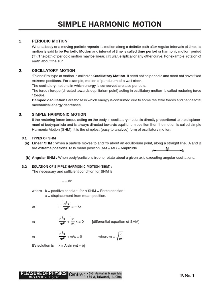 Simple Harmonic Motion | PDF | Physical Phenomena | Mechanical Engineering