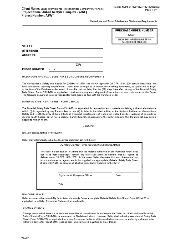 Hazardous and Toxic Substances Disclosure Requirements | PDF | Toxicity | Poison