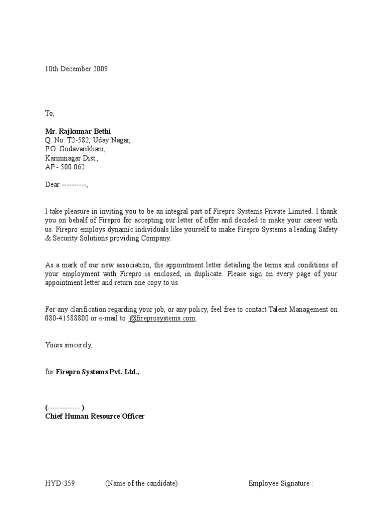 Appointment Letter | Employment | Government