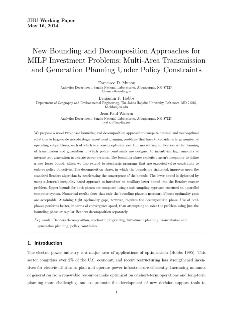 Decomposition Pdf Linear Programming Mathematical Optimization