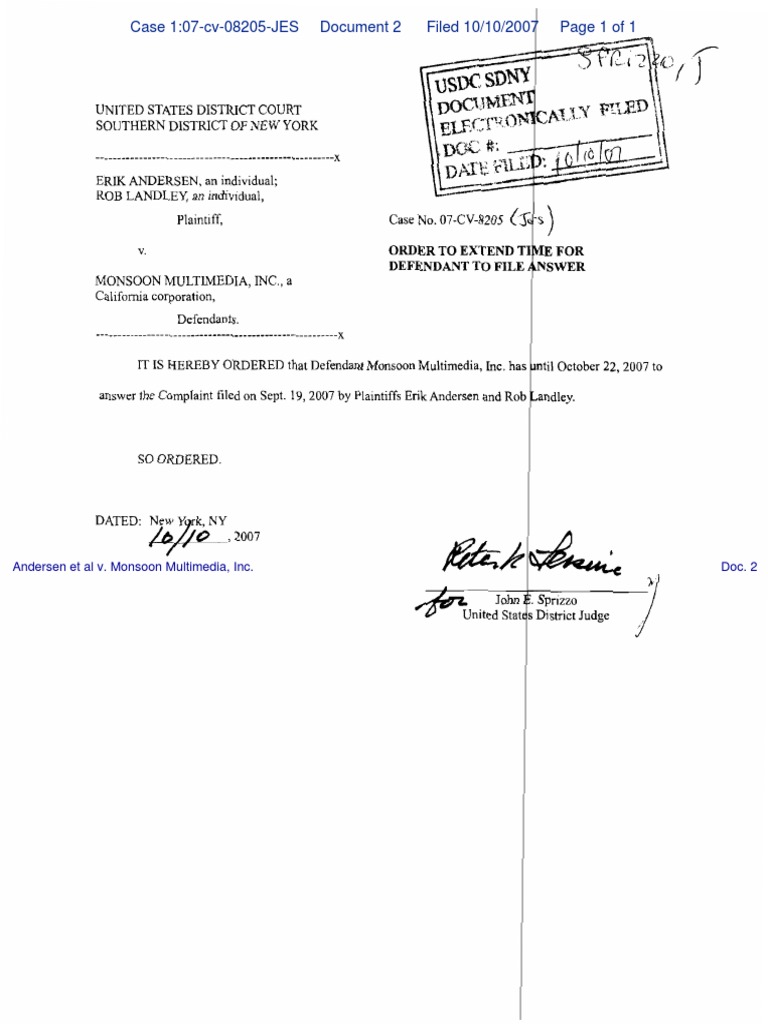 Andersen Et Al v. Monsoon Multimedia, Inc. - Document No. 2 | PDF