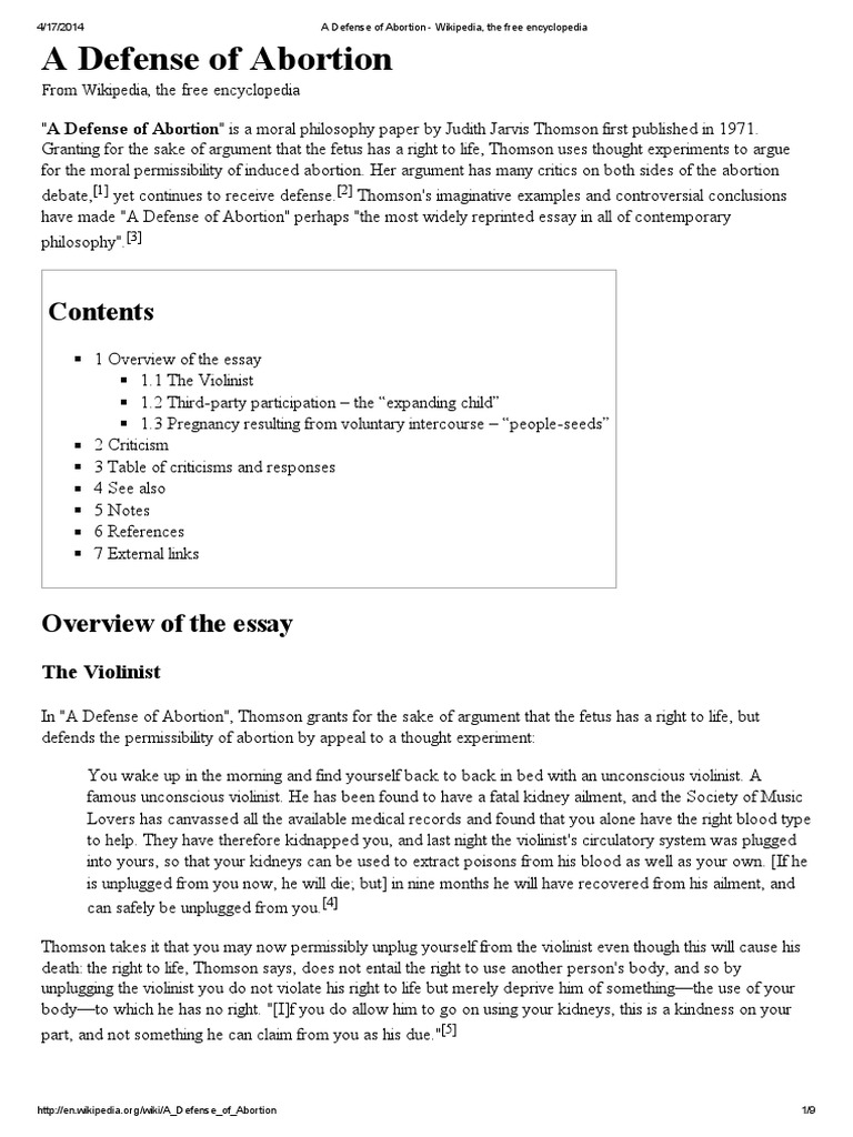 Thomsom - A Defence of Abortion | PDF | Human Reproduction | Social ...