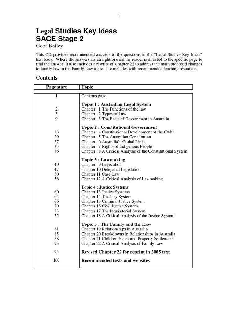 Legal Studies Textbook Teacher Guideline | PDF