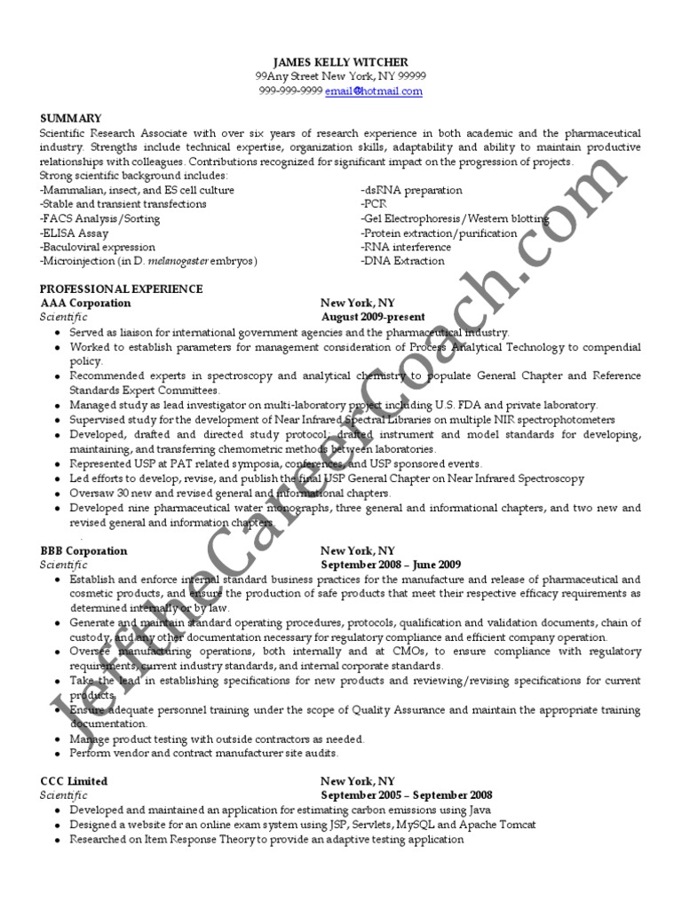 Scientific Research Associate Resume | PDF | Verification And ...