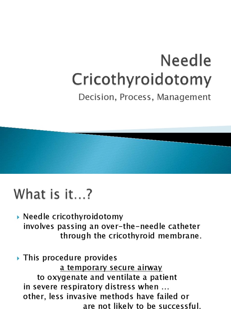 Needle Cricothyroidotomy | PDF | Respiratory Tract | Respiration