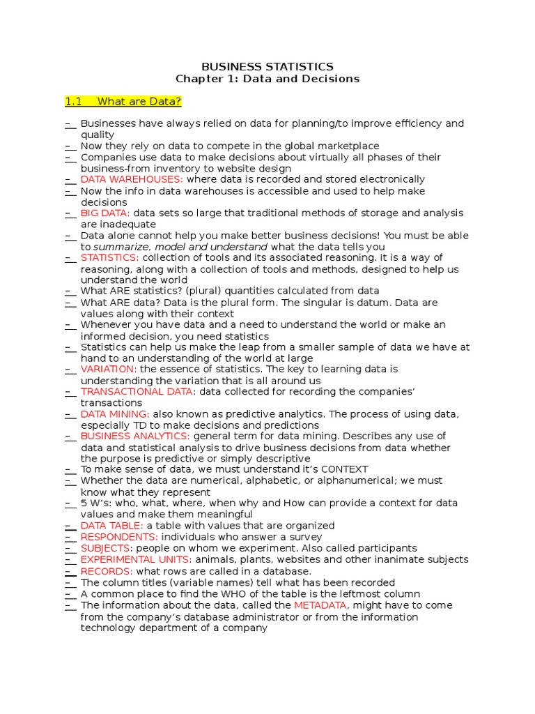 Chapter 1 Data and Decisions | PDF | Categorical Variable | Identifier