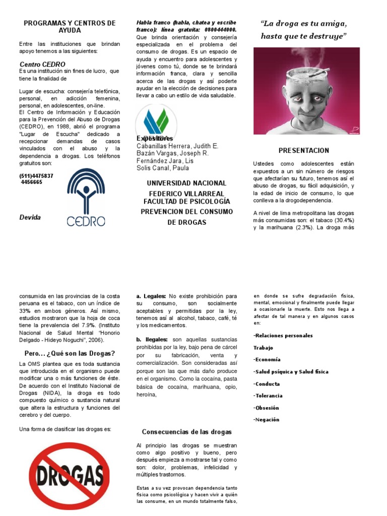 triptico_drogas[1] mejorado.doc | La dependencia de sustancias | Drogas