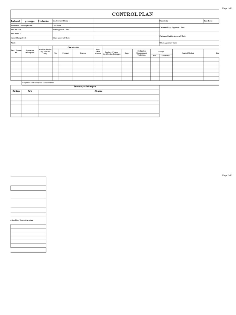 Control Plan Template | PDF