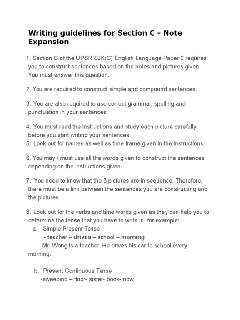 UPSR English Section C Writing Guide | PDF | Language Arts & Discipline