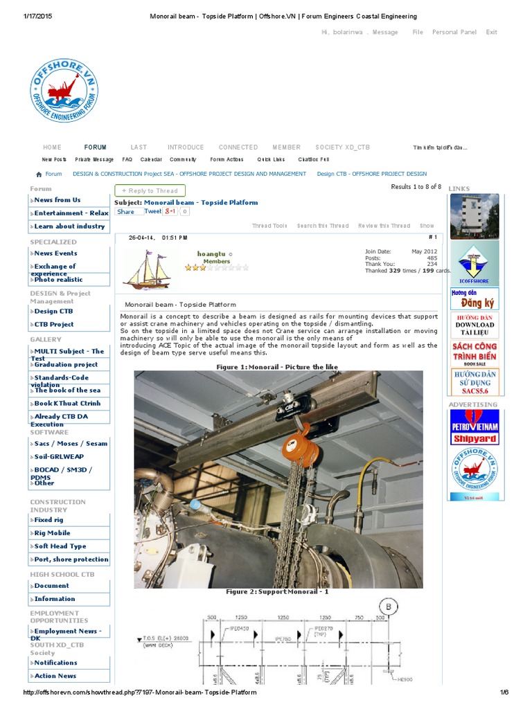 Monorail Beam - Topside Platform - Offshore | PDF | Internet Forum ...