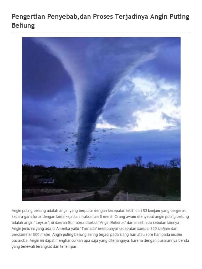 Pengertian Penyebab, Dan Proses Terjadinya Angin Puting Beliung | PDF