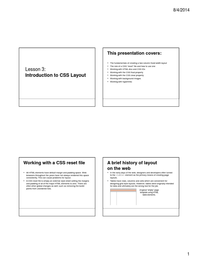 Lesson 3:: Introduction To CSS Layout | PDF | Cascading Style Sheets | Hyperlink