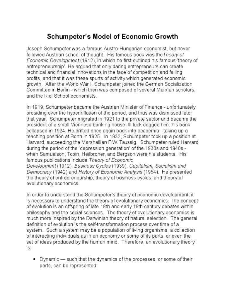 Schumpeter Model | PDF | Business Cycle | Entrepreneurship