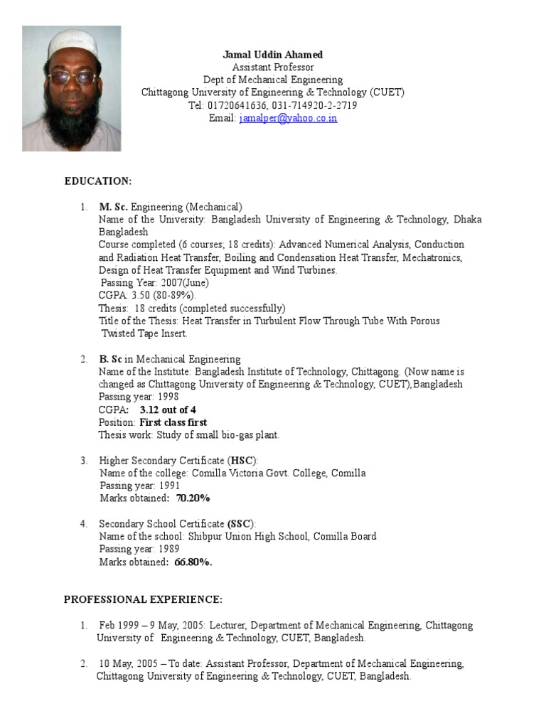 Jamal Sir CV | PDF | Science | Engineering
