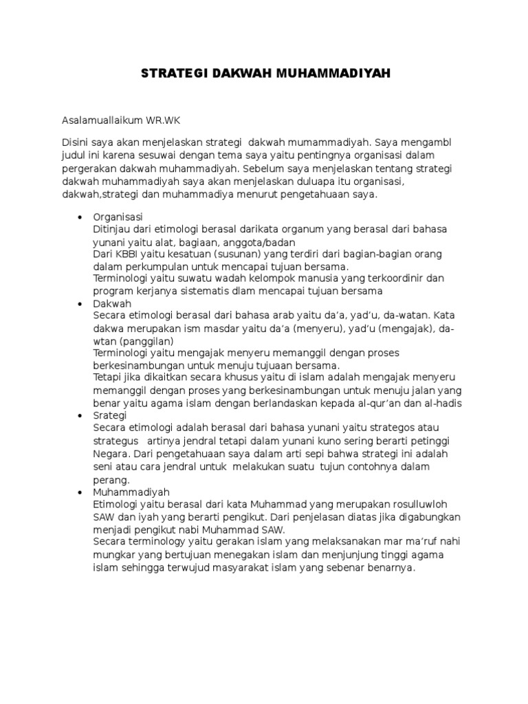 Strategi Dan Konsep Dakwah Muhammadiyah | PDF