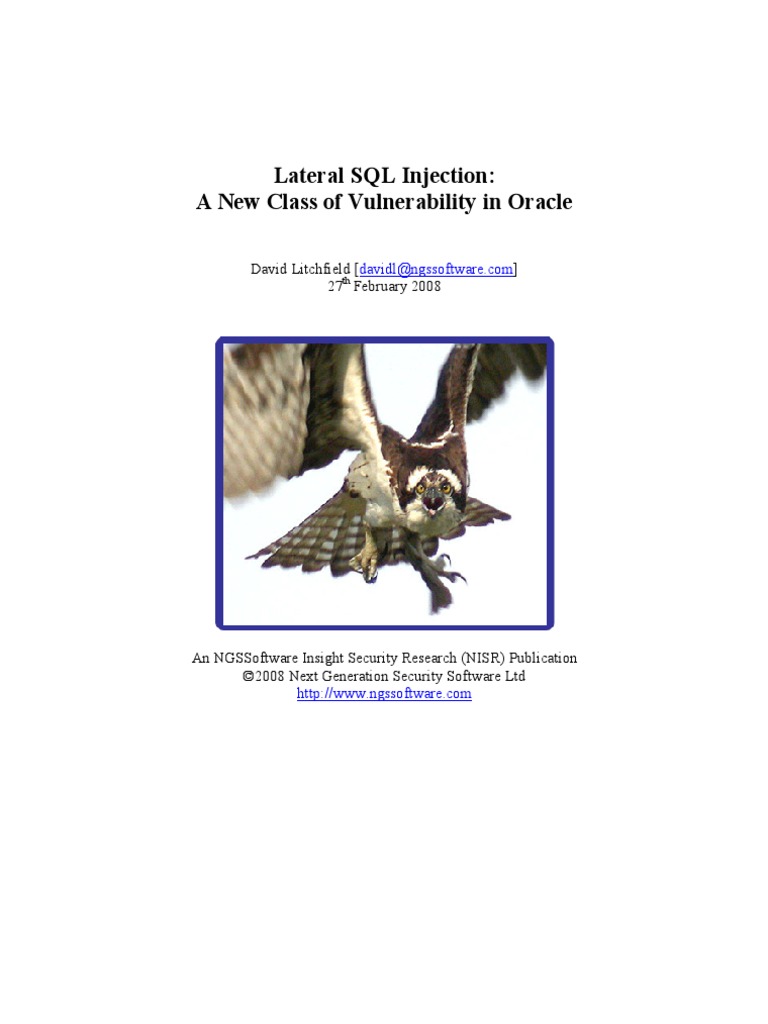 Lateral Sql Injection Oracle Pdf Plsql Parameter Computer 8999