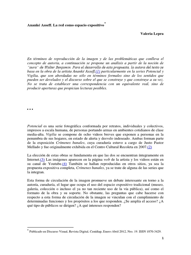 Ananké Asseff. La Red Como Espacio Expositivo | PDF | Imagen | Ludwig ...