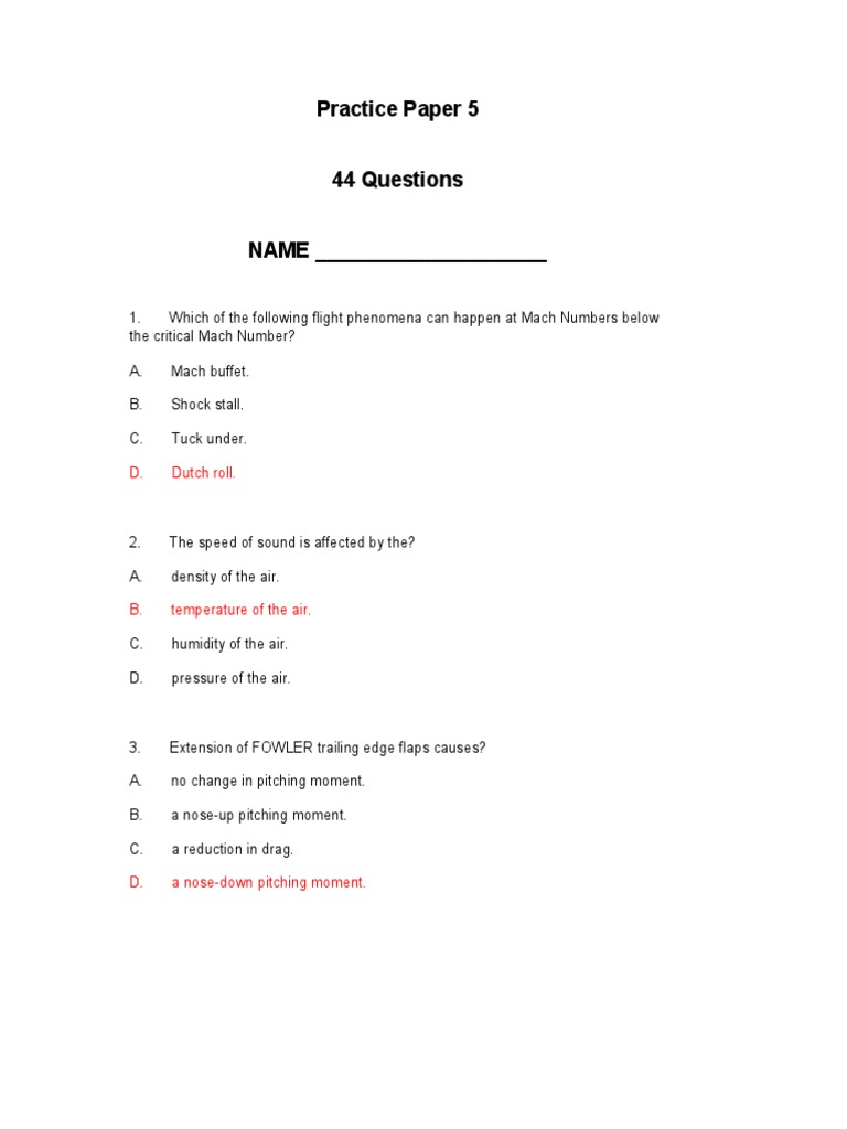 PPL Principles of Flight Practice Exam | PDF | Drag (Physics ...