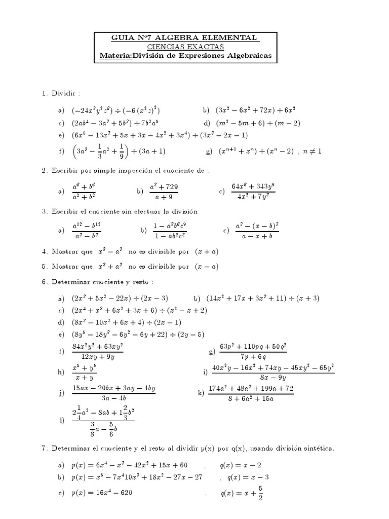 Algebra Elemental | PDF