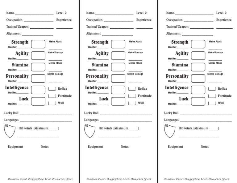 DCC Zero Level Sheet
