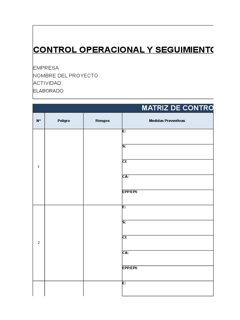 Modelo - Matriz de Control Operacional y Seguimiento-Canal | PDF