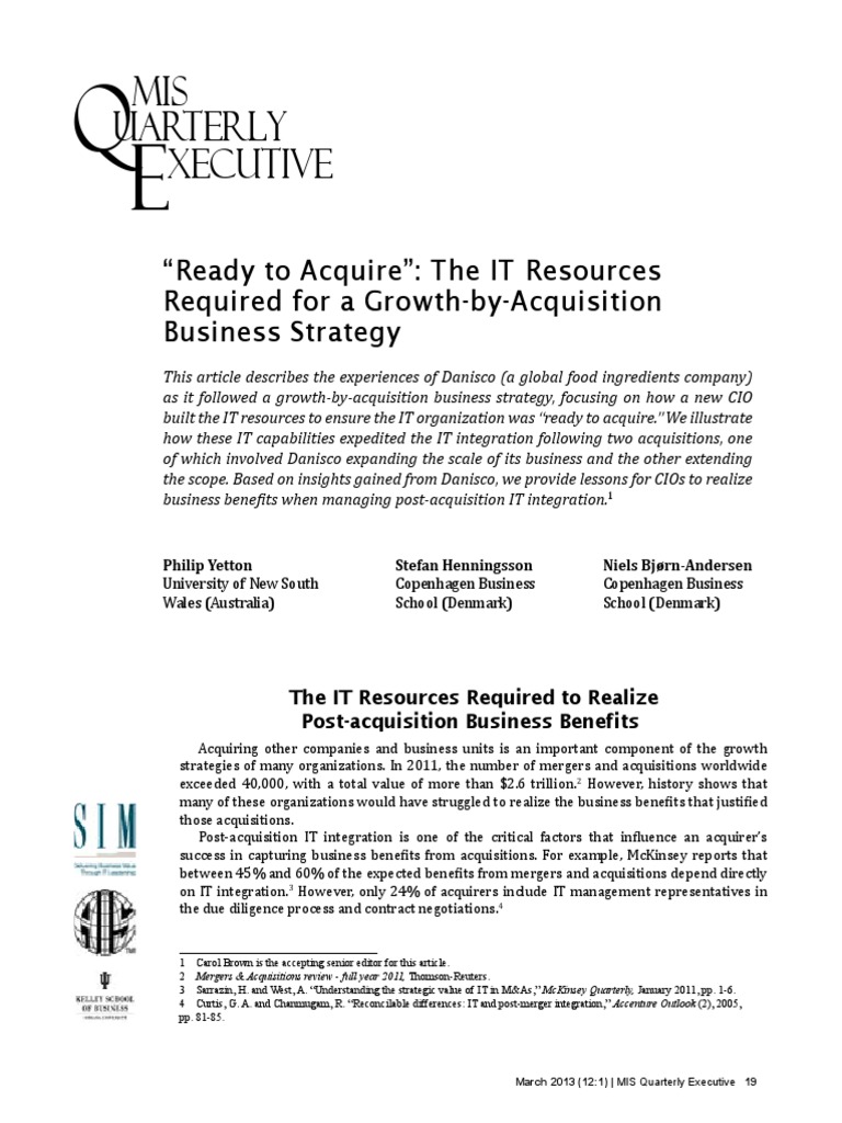 IT Growth Acquisition Strategy | PDF | Mergers And Acquisitions | Chief ...