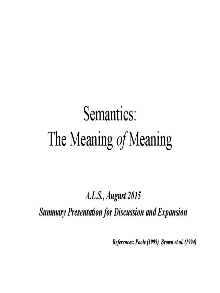 Semantics PDF | Download Free PDF | Idiom | Word