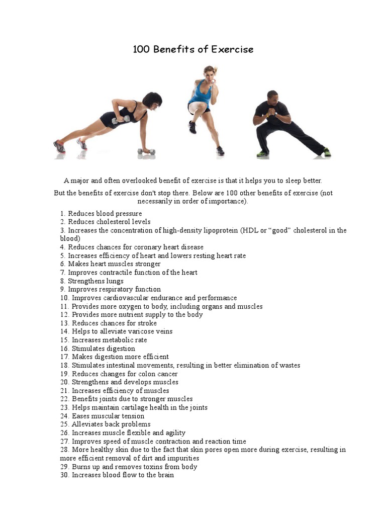 100 Benefits of Exercise Explained | PDF | Physical Exercise | Heart