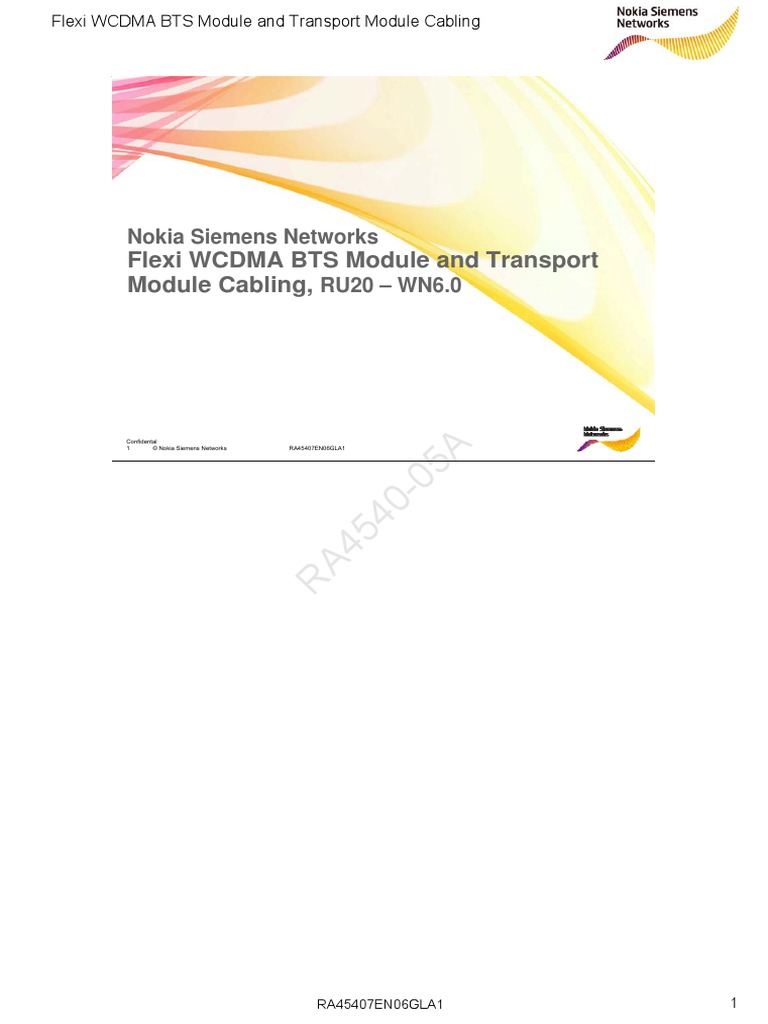07 RA45407EN06GLA1 Flexi WCDMA BTS Module and Transport Module Cabling ...