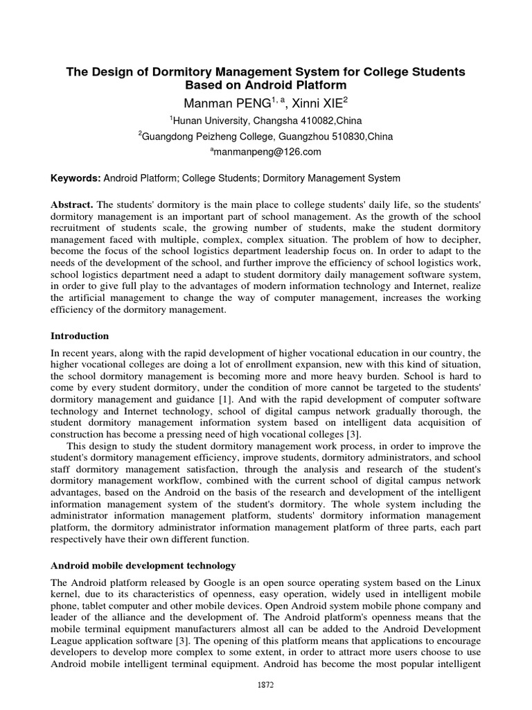 Management Dormitory System | PDF | Android (Operating System) | Server ...