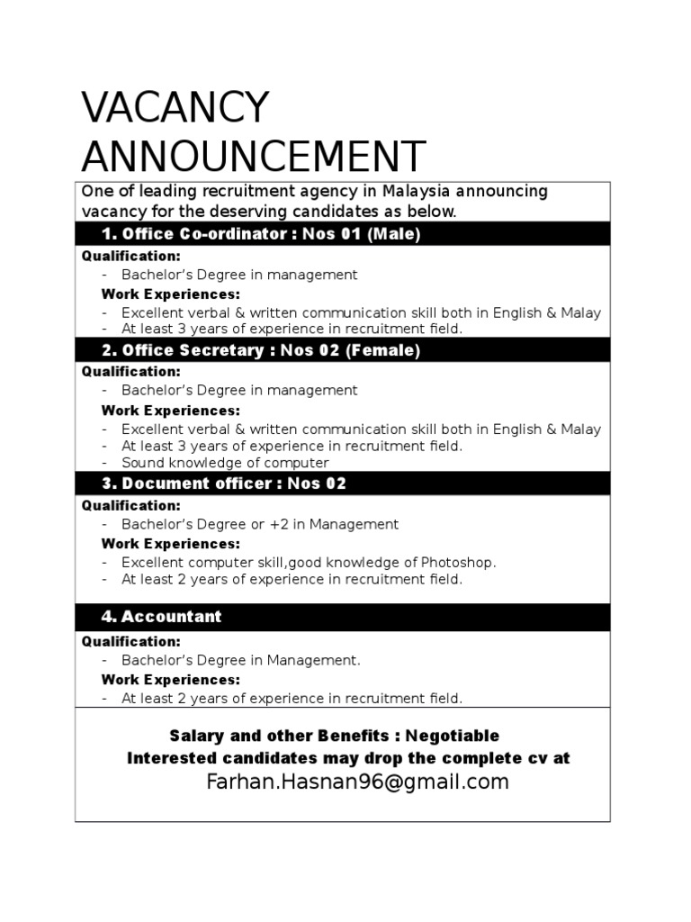 Example Vacancy | PDF