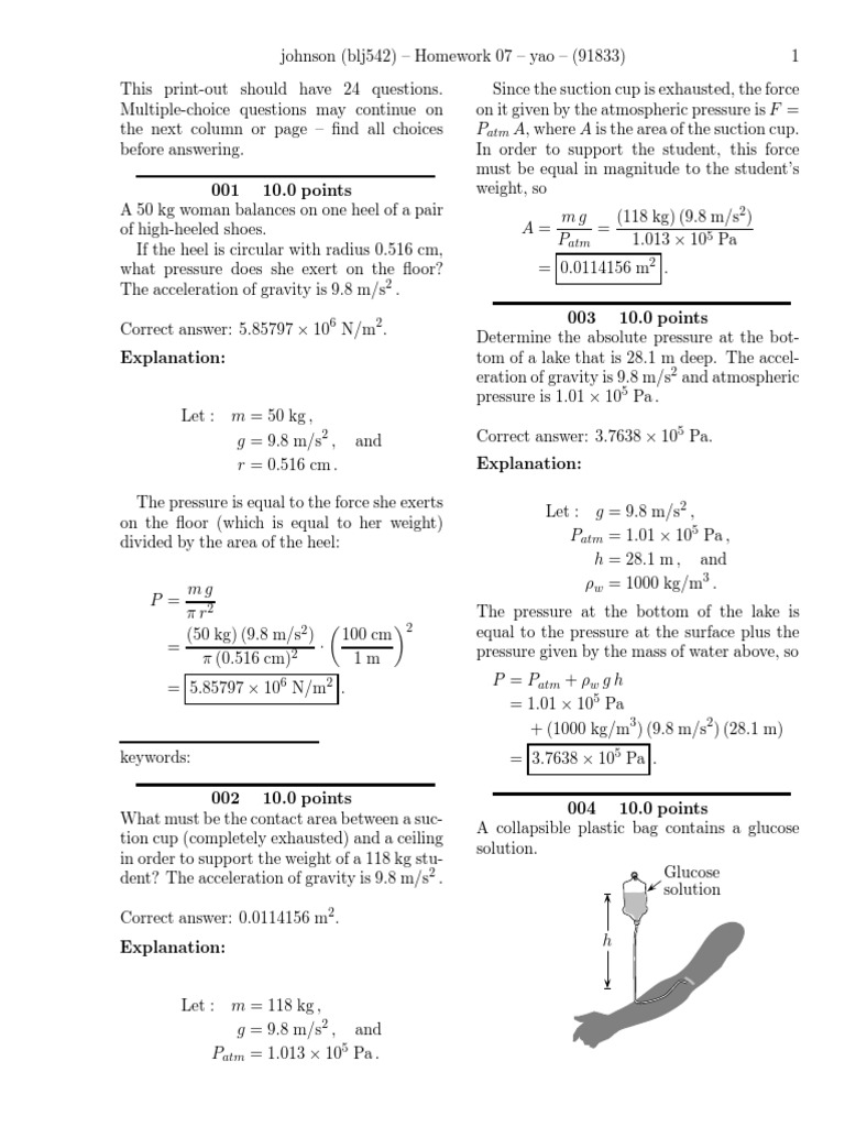 Homework 07 Solutions | PDF | Buoyancy | Fluid Mechanics