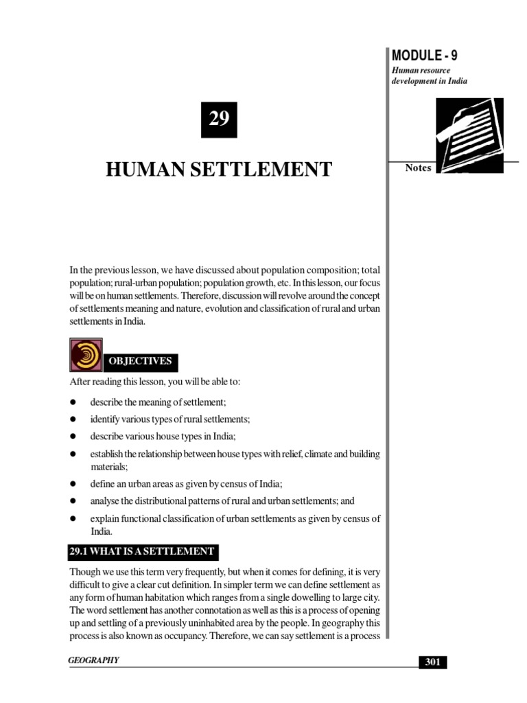 Human Settlement Types in India | PDF | Travel