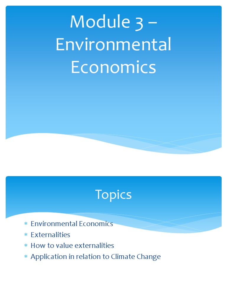 Module 3 - Environmental Economics PDF | PDF | Externality | Emissions ...