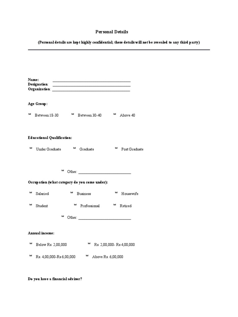 Personal Investment Questionnaire: Insights into Risk Tolerance ...