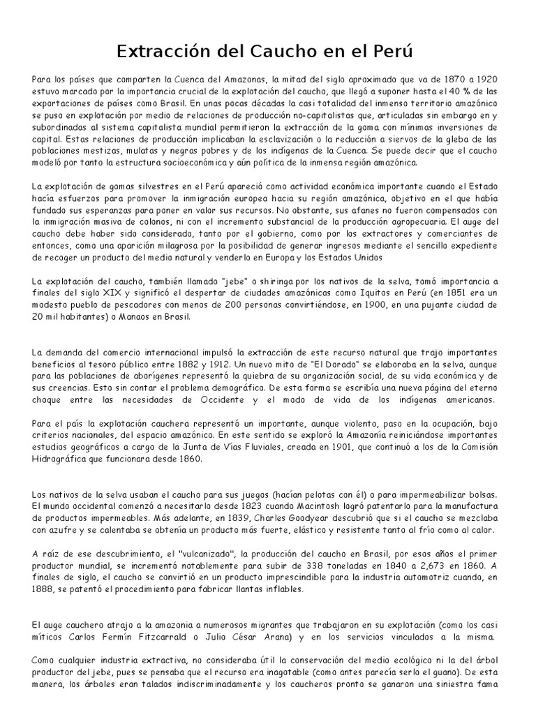 Caucho en El Perú | PDF | Caucho natural | Perú