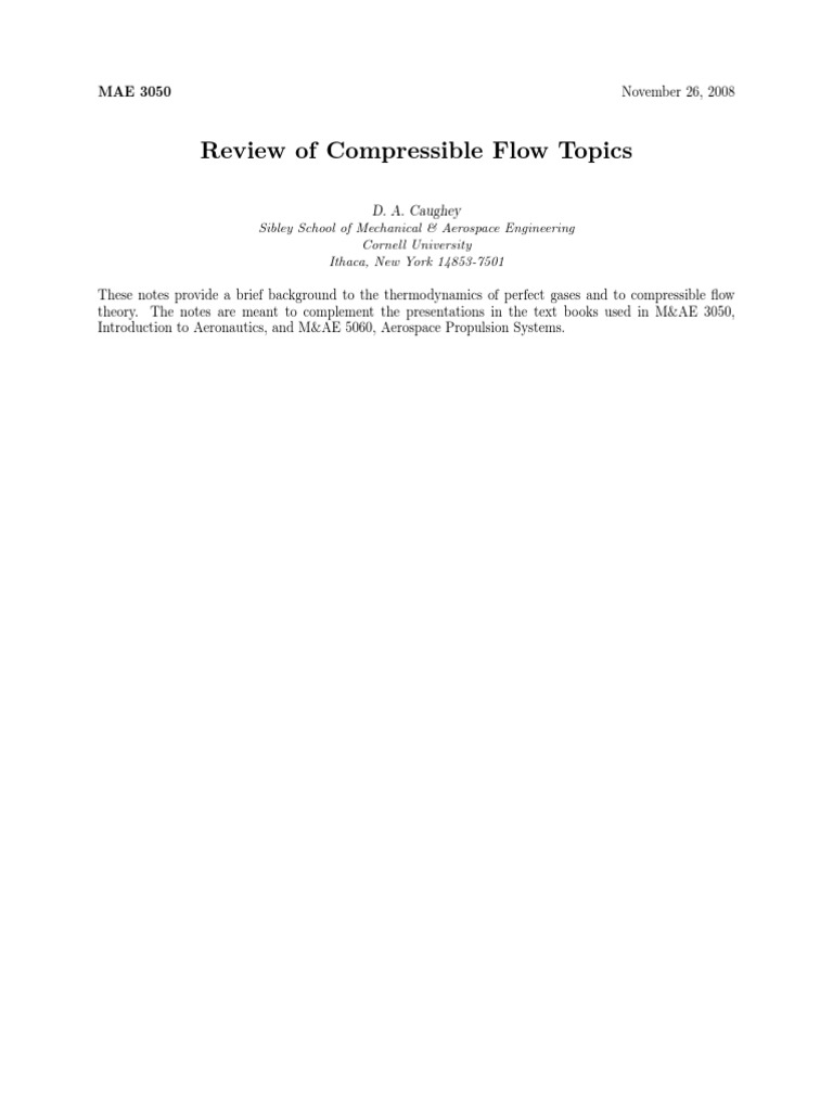 Review - Comp Flow - Quick Review of Compressible Flow Topics | PDF