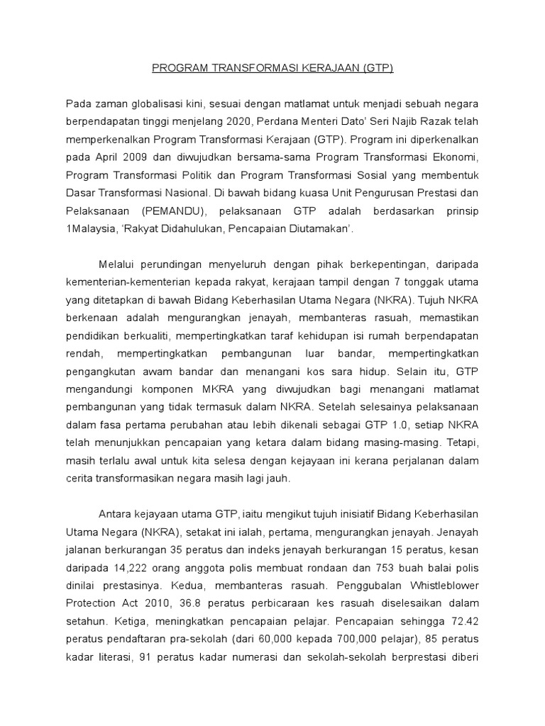 Program Transformasi Kerajaan | PDF