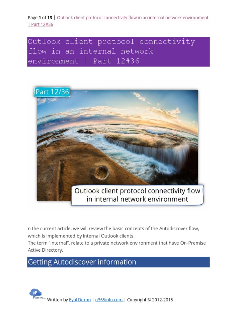 Outlook Client Protocol Connectivity Flow in An Internal Network ...
