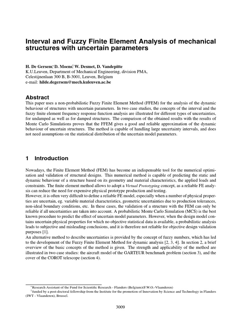 Fuzzy Finite Element Method Pdf Finite Element Method Mode Statistics