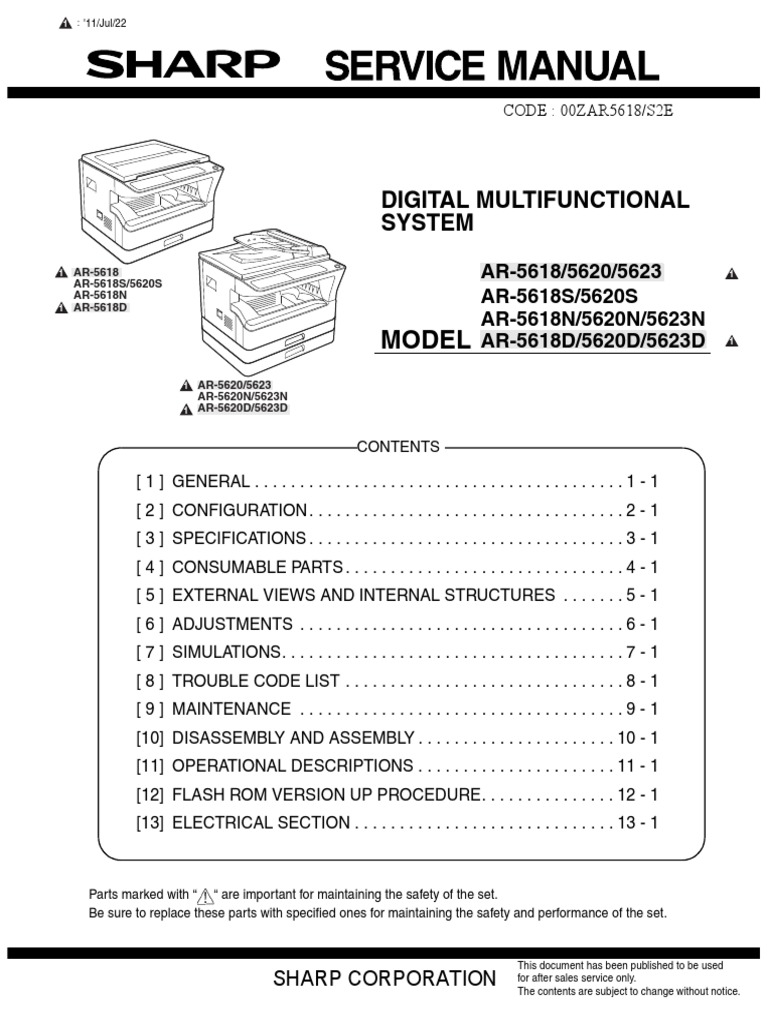 Sharp AR-5623 Service Manual | PDF | Image Scanner | Windows Vista