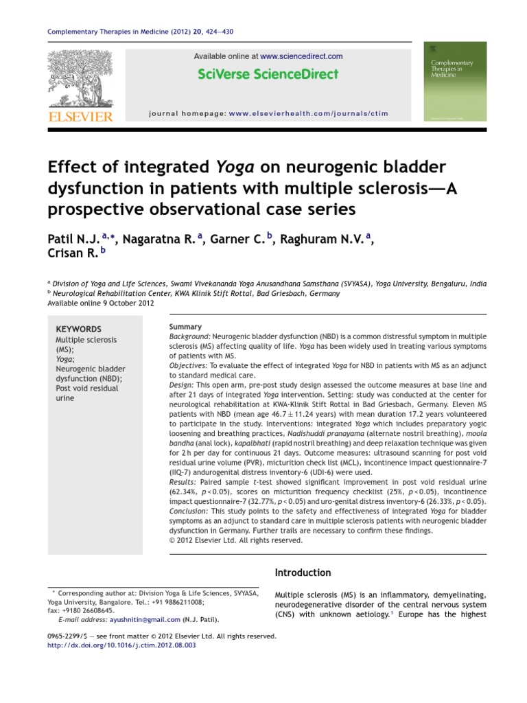 Yoga For Neurogenic Bladder PDF | PDF | Urinary Incontinence | Multiple ...