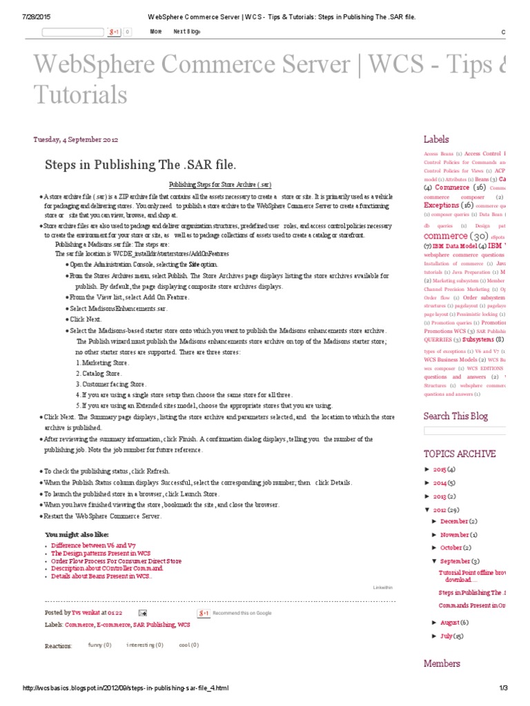 WebSphere Commerce Server - WCS - Tips & Tutorials - Steps in Publishing The | PDF | Computing ...