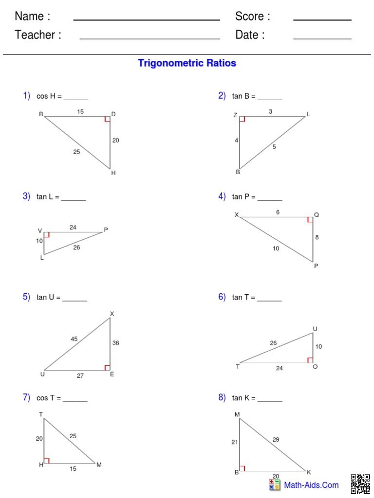 Grade 10 Trigonometric Ratios Worksheet | PDF | Teaching Methods ...